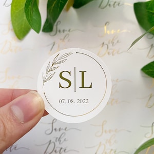 New GOLD FOIL CUSTOM Stickers Wedding Initials Gloss Stickers Wedding ...
