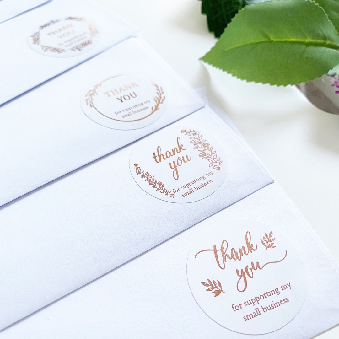 New 100pc Rose Gold Foil Thank You Stickers For Orders And Small