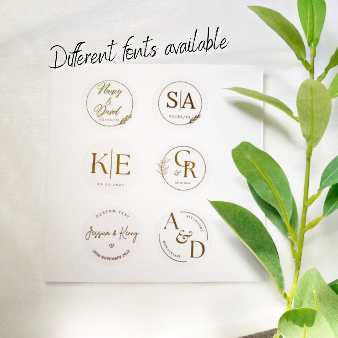 Gold Foil Wedding Initial Stickers: Clear Invitation Seals - Etsy