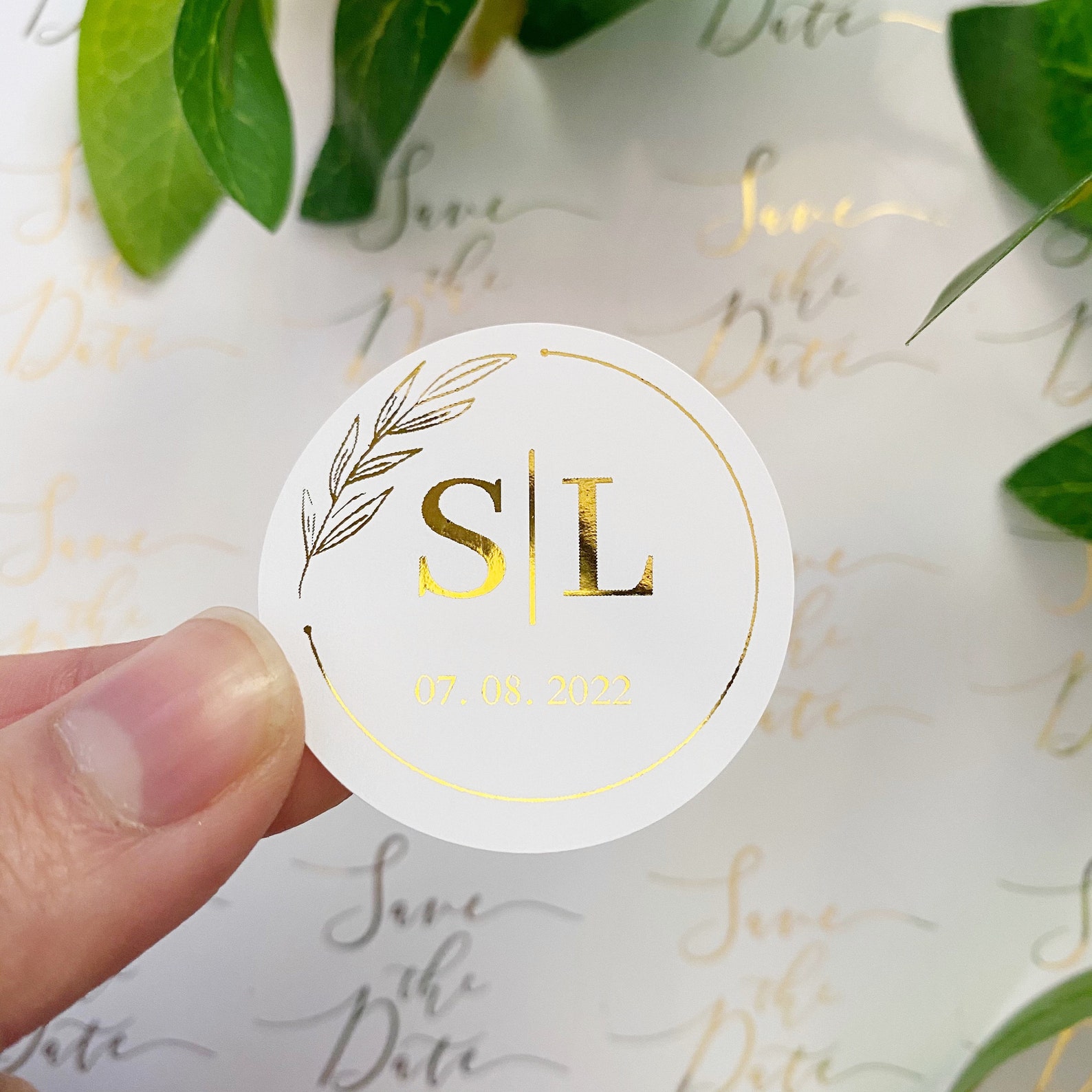 New GOLD FOIL CUSTOM Stickers Wedding Initials Gloss Stickers | Etsy