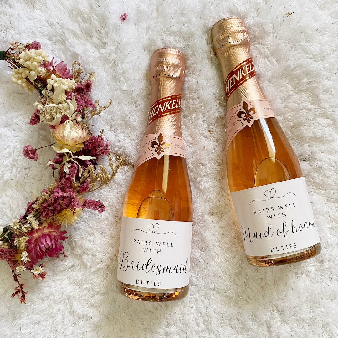 Mini Wine Champagne Bottle Sticker Bridesmaids Proposal Boxes ...