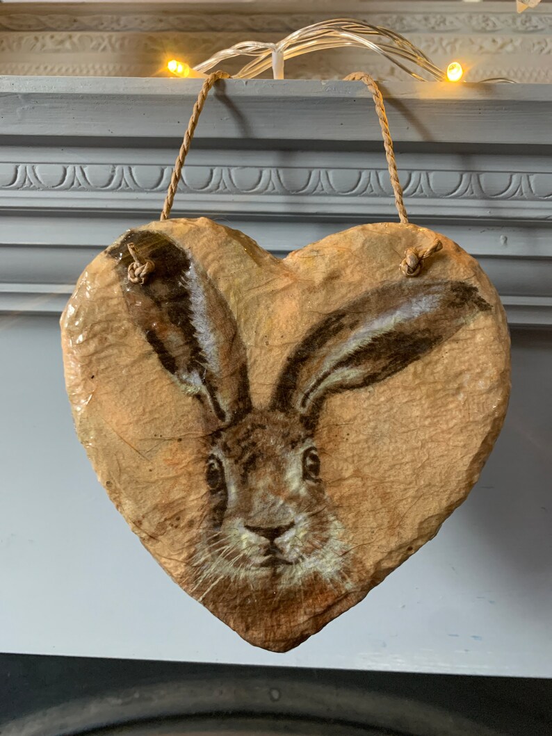 Hare Hand Made Slate Hanging Ornament - Etsy