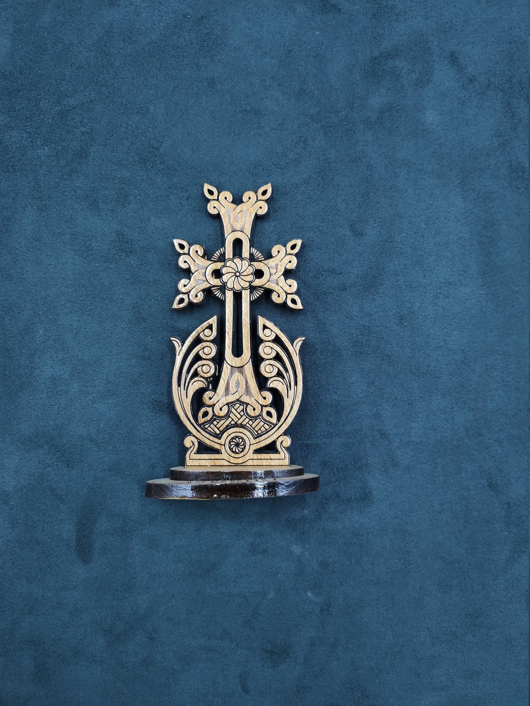 Wooden Carved Cross,khachkar,cross With Stand, Walnut Wood Cross,unique ...