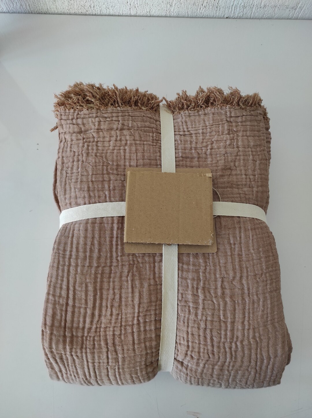 Brown Muslin Blanket: Reversible Cotton Gauze Bedspread With Tassels - Etsy