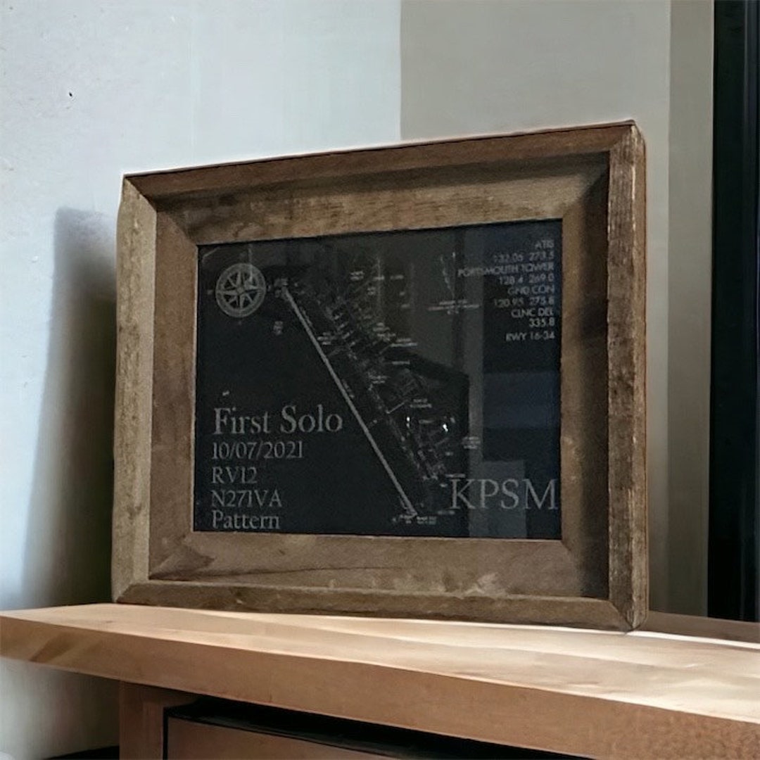 First Solo Flight Plaque • Glass + Black Wood Frame • 8x10 or 5x7 ...