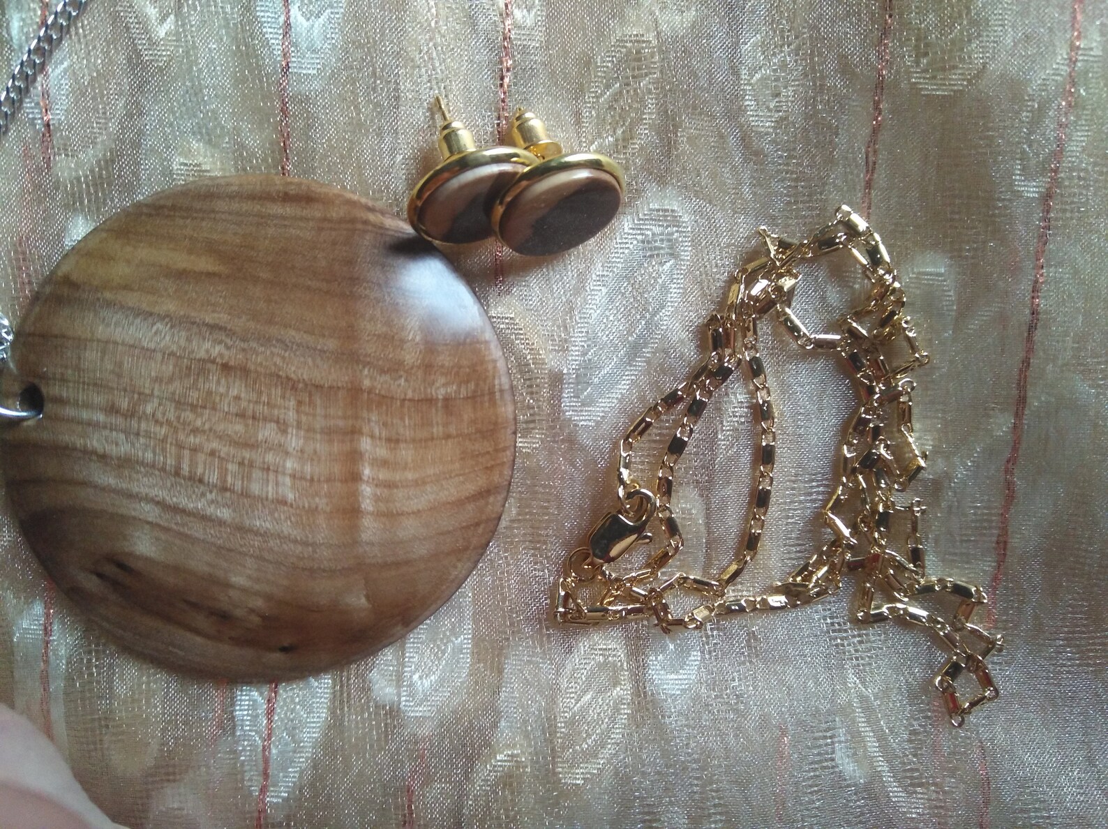 Handcrafted Rowan Wood Pendant & Sterling Silver Chain Earrings Set - Etsy
