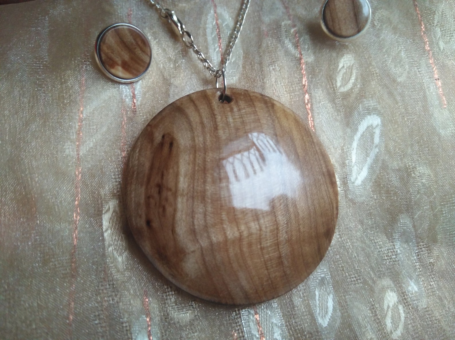 Handcrafted Rowan Wood Pendant & Sterling Silver Chain Earrings Set - Etsy