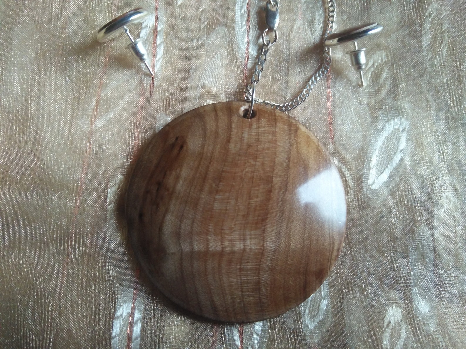Handcrafted Rowan Wood Pendant & Sterling Silver Chain Earrings Set - Etsy