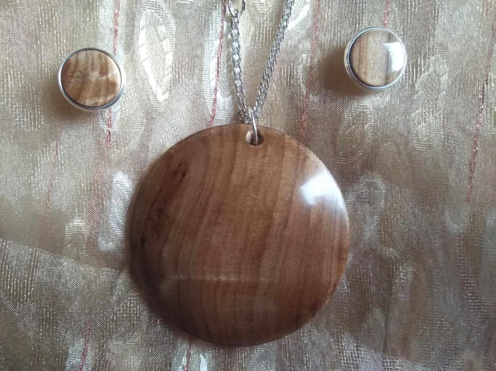Handcrafted Rowan Wood Pendant & Sterling Silver Chain Earrings Set - Etsy