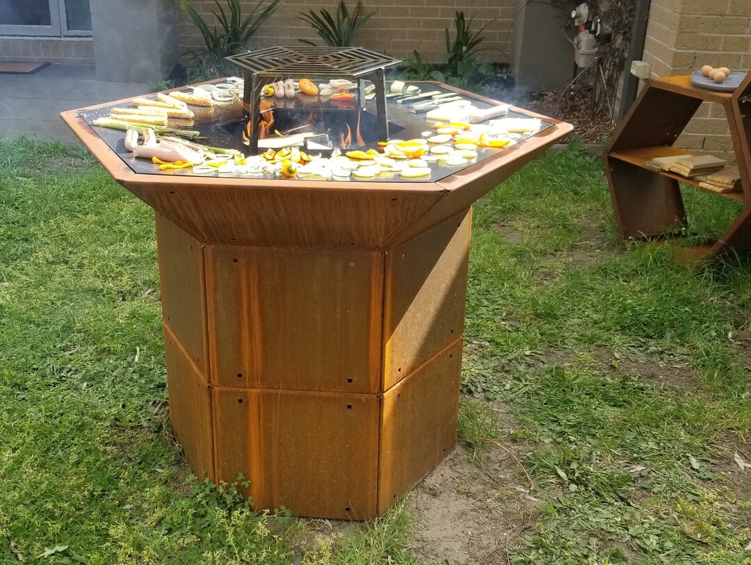 Hexagon Firepit,outdoor Cooking, BBQ, Woodfire,cortensteel, Hexagon ...