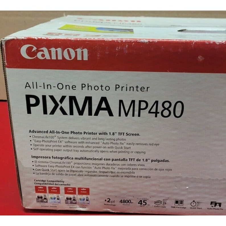 Canon PIXMA MP480 All-in-one Photo Printer Scanner Color Copier NEW ...