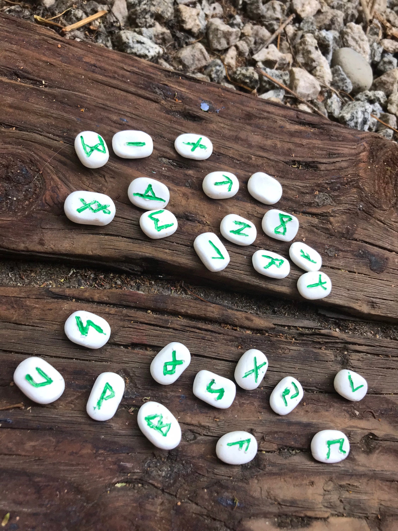White Green Rune Stones - Etsy