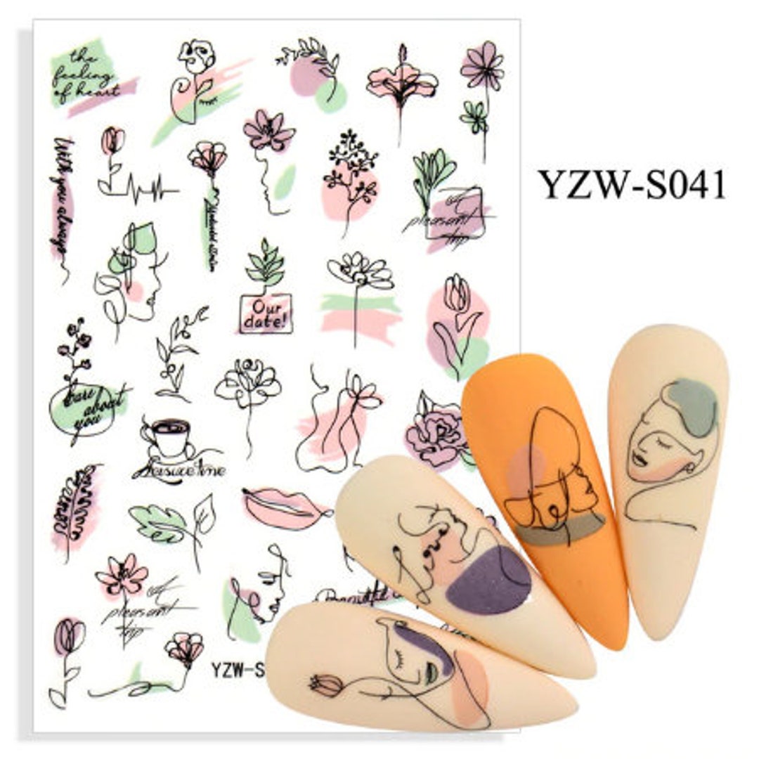 Nail Stickersabstract Nail Stickers Geometric Nail Art - Etsy