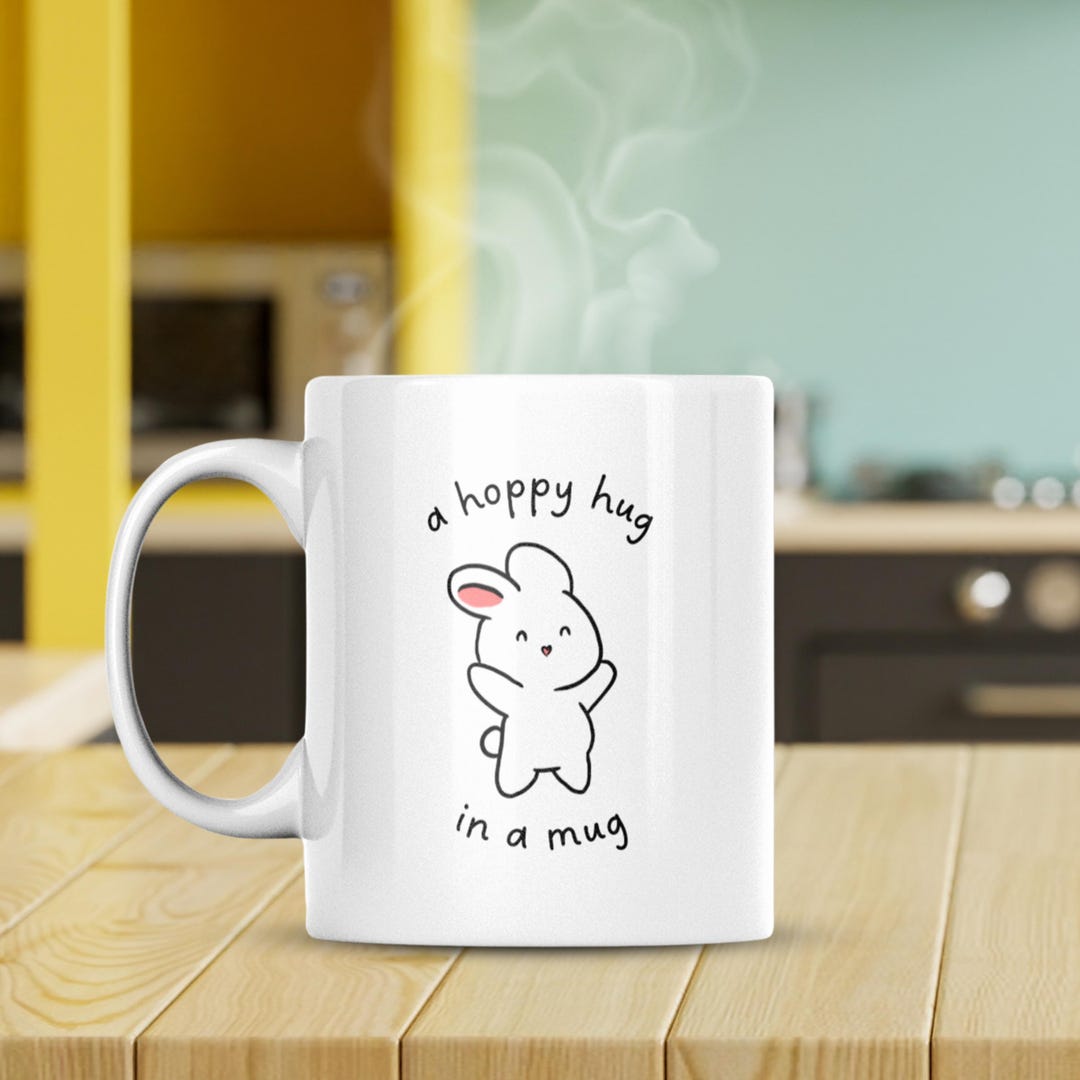 A Hoppy Hug in a Mug | Cute Minimalist Bunny Hug Mug - Etsy
