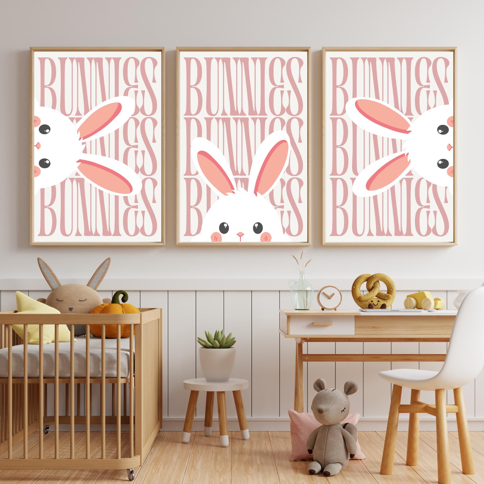Peeking Bunnies Trio Wall Art Decor Art for Rabbit Lovers Bunny Gifts ...