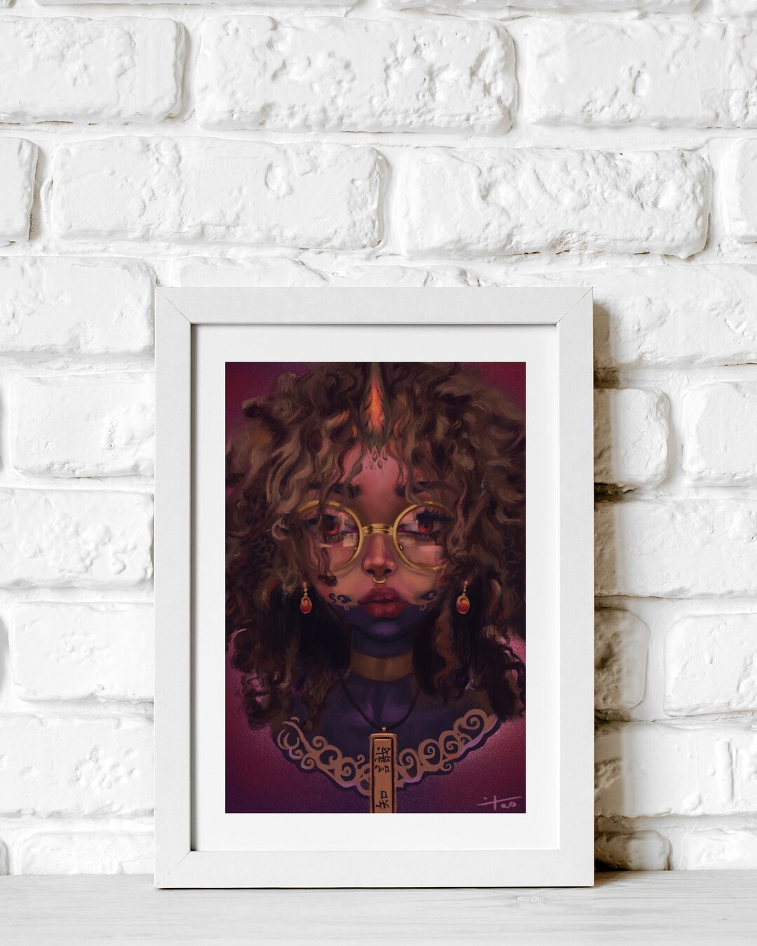 Painting of a Demon Librarian/ Art Gift/ Wall Print/ Art Print/ A3/ A4 ...