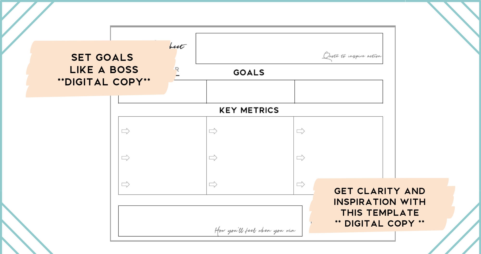 TEMPLATE - Printable Worksheet for Goals and Key Metrics Setting ...