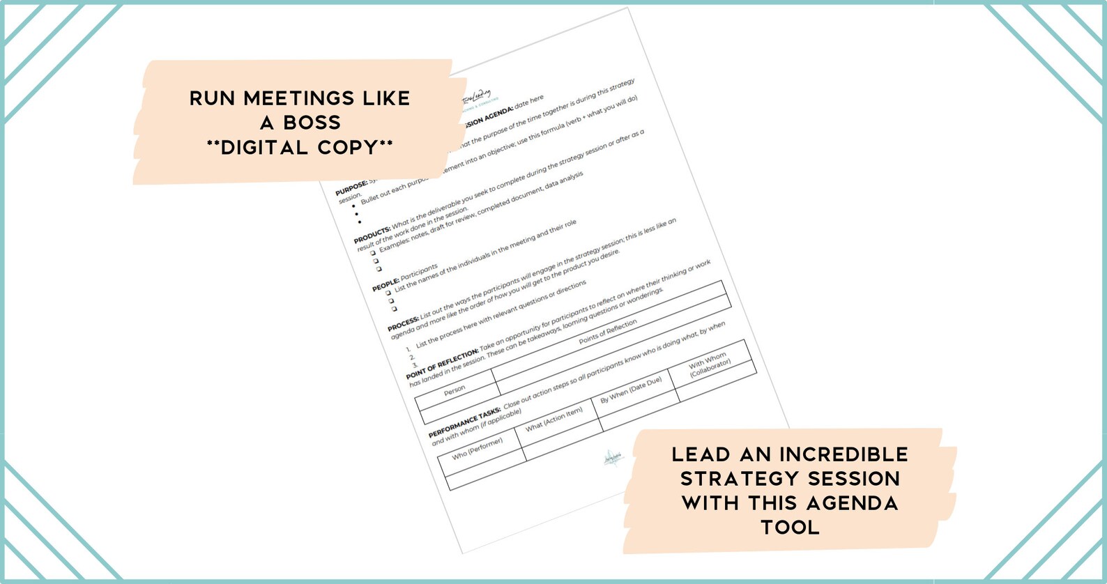 DIGITAL DOWNLOAD TEMPLATE Agenda Strategic Session Running a Productive ...