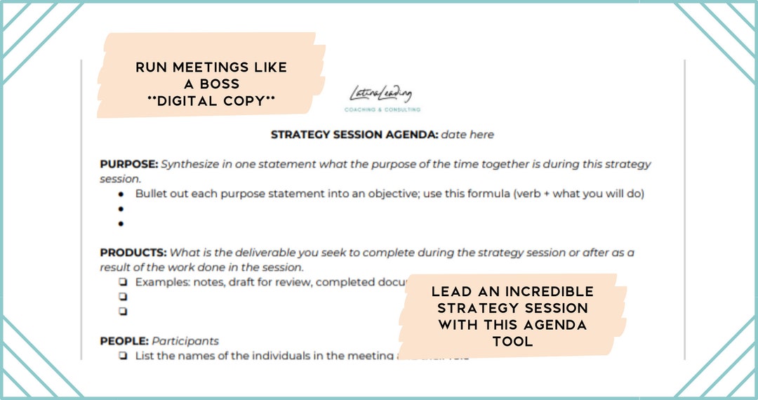 DIGITAL DOWNLOAD TEMPLATE Agenda Strategic Session Running a Productive ...