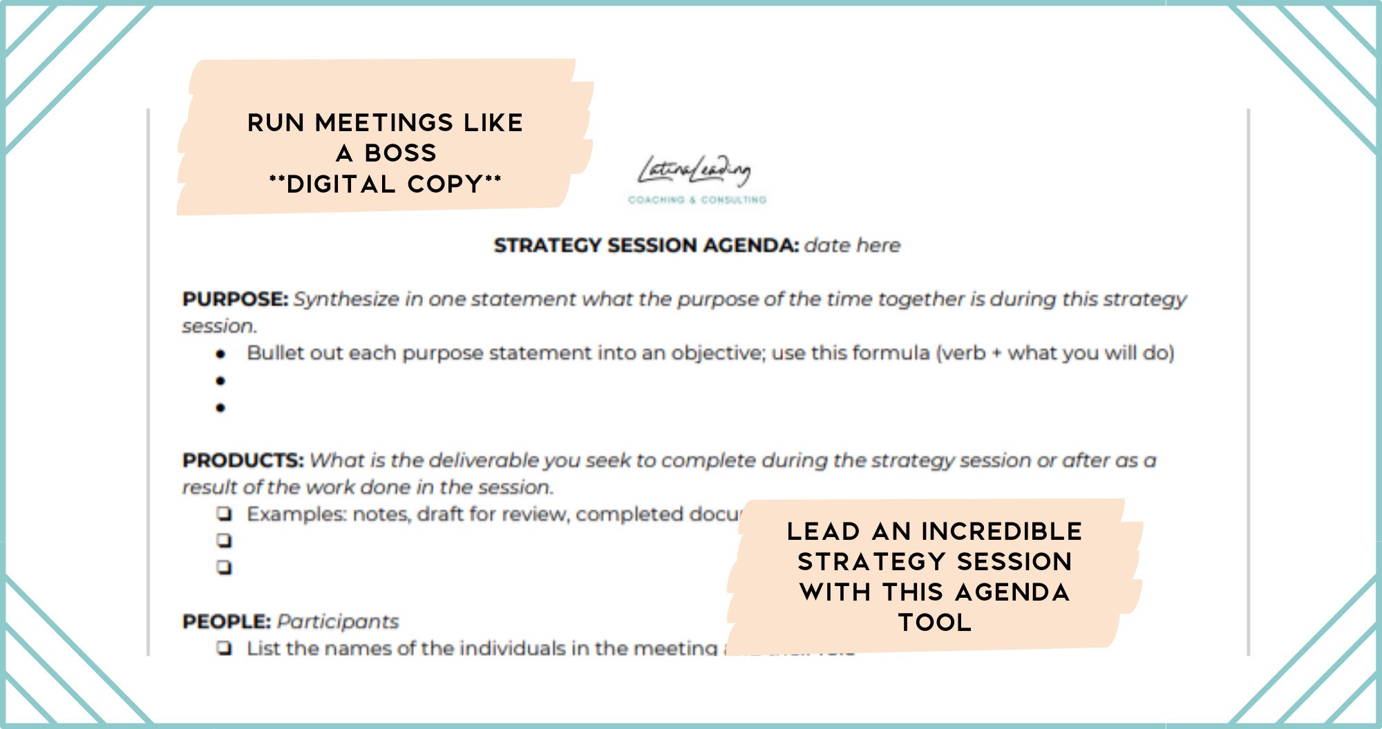 DIGITAL DOWNLOAD TEMPLATE Agenda Strategic Session Running a Productive ...