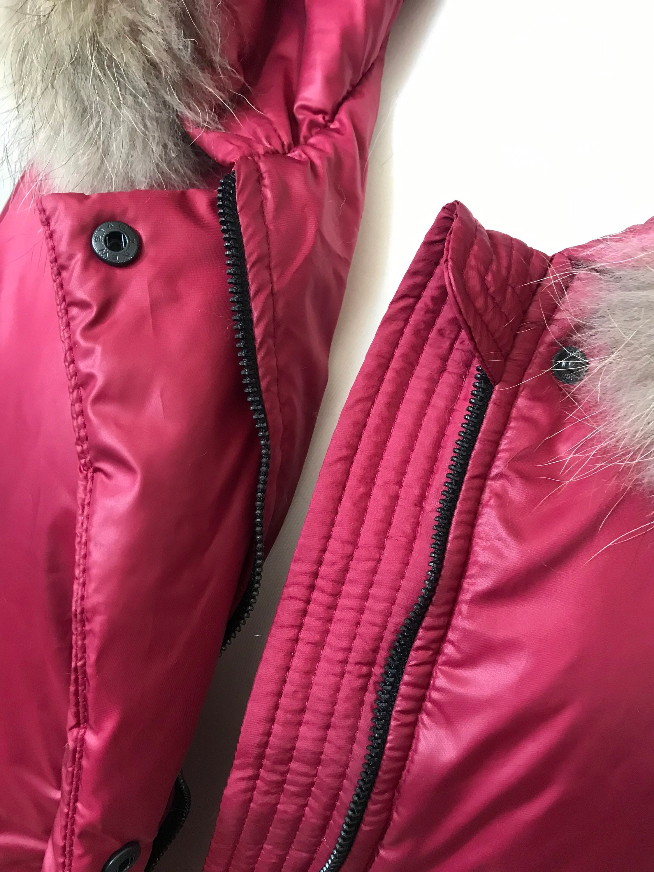 Women Cherry Quilted Coat Trim Raccoon Fur - Etsy