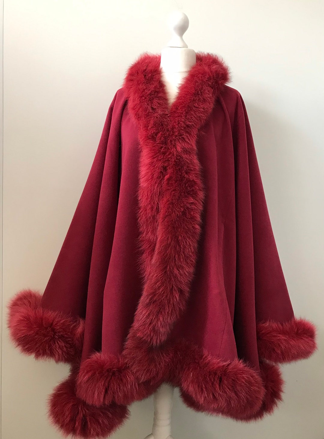 Very Very BIG Women Cherry Cape Long Cashmere and Trim Arctic - Etsy