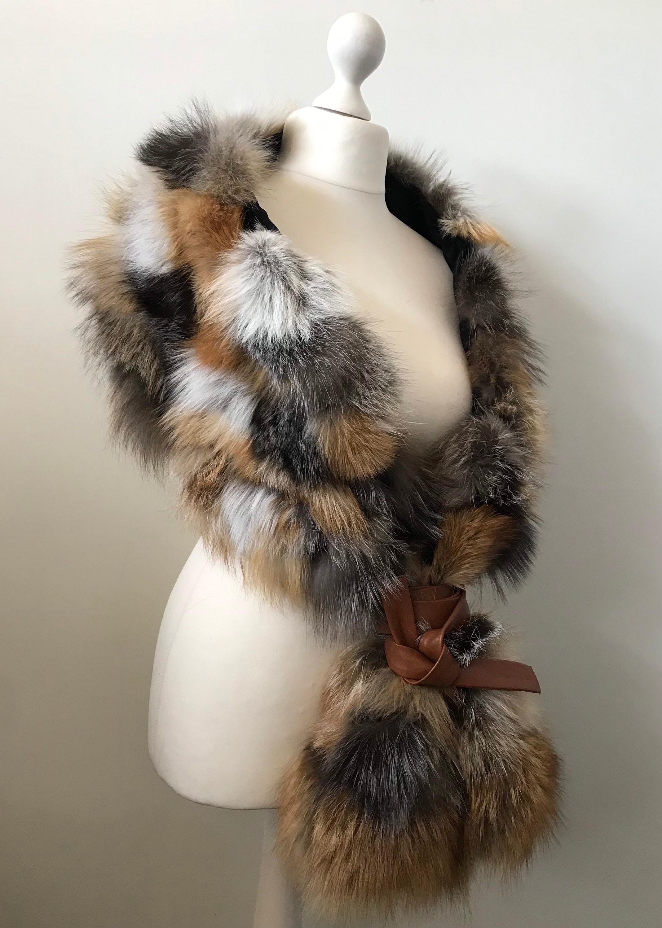 Scarf cape made of natural fox fur lined fox fur scarf fox | Etsy