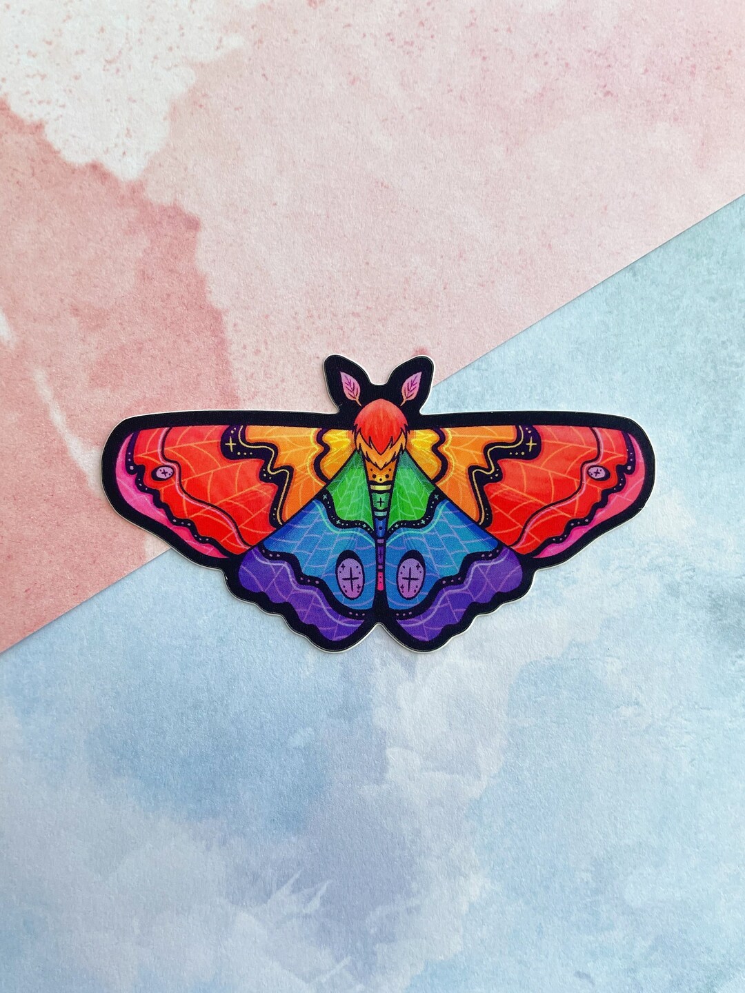 Rainbow Moth Sticker - Etsy