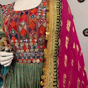 Traditional Bridal Afghan Dress, Blue and Maroon Afghan Kochi Nikkah ...