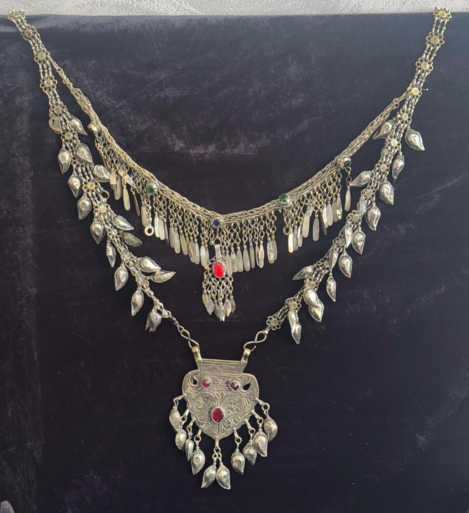Afghan Multilayers Massive Silver Kuchi Necklace Handmade Bib Necklace ...