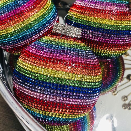 Rainbow Rhinestone Glass Ornament Perfect Pride Month Gift - Etsy