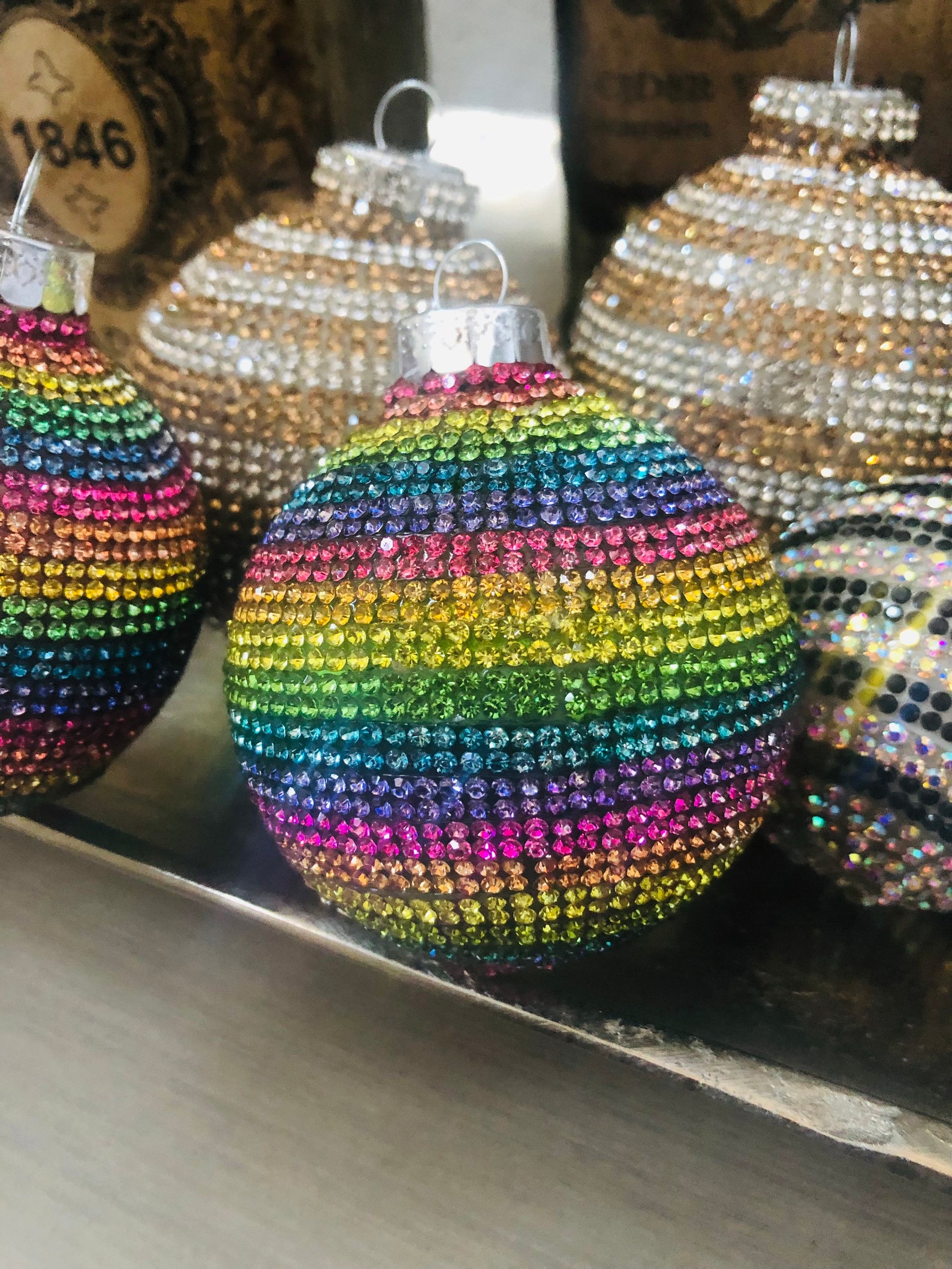 Rainbow Rhinestone Glass Ornament, Perfect Pride Month Gift, Christmas ...