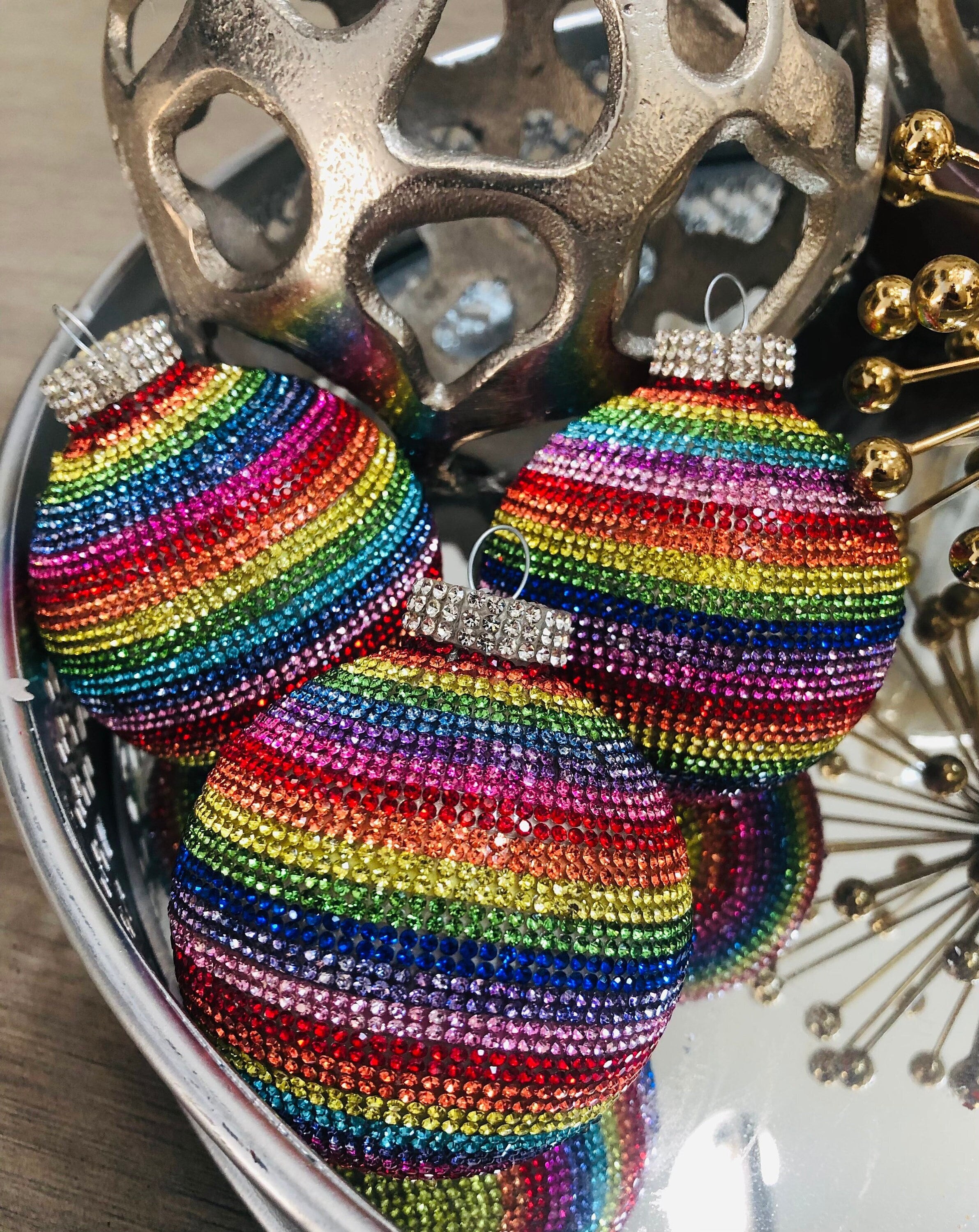 Rainbow Rhinestone Glass Ornament, Perfect Pride Month Gift, Christmas ...