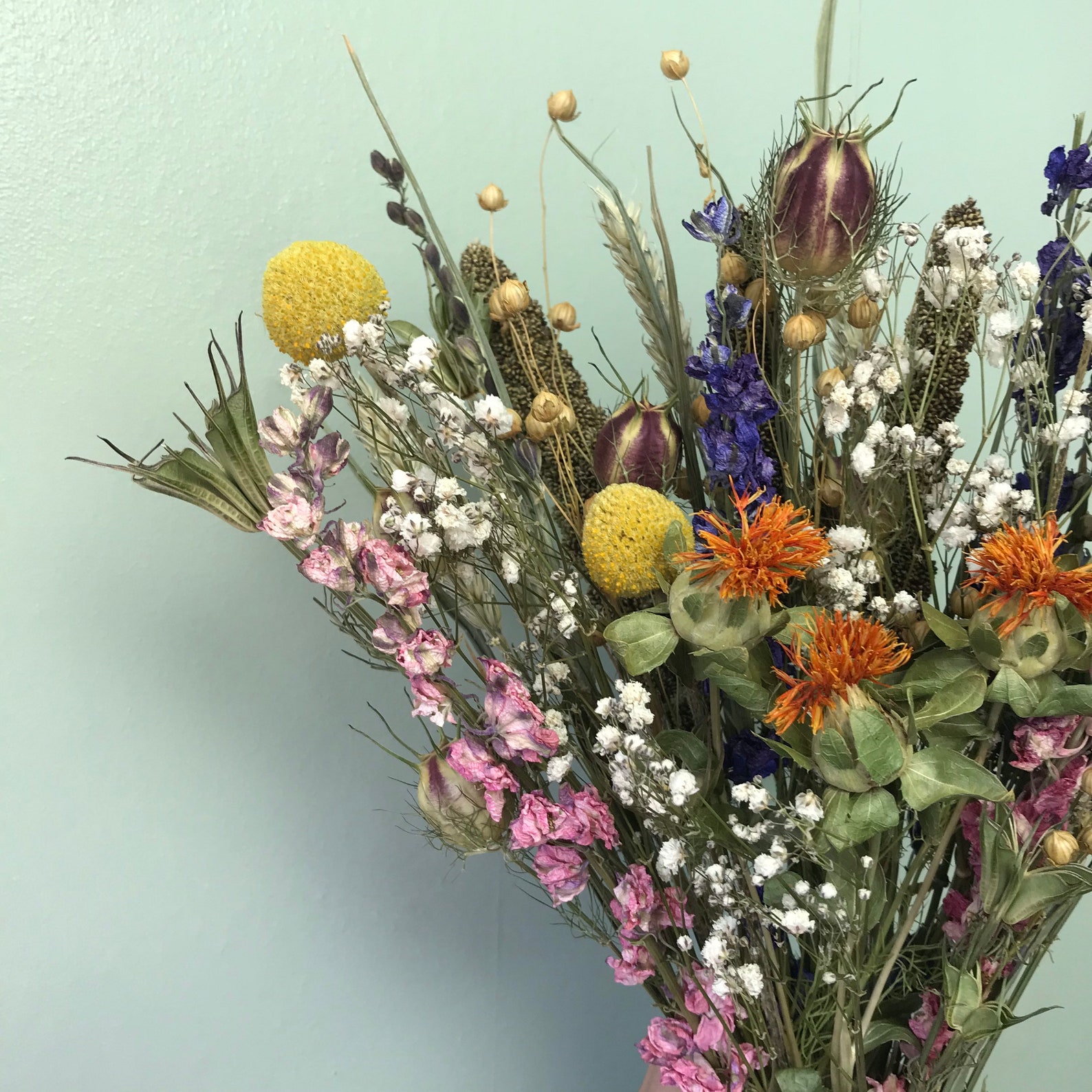 Rhona colourful dried flower arrangement//bouquet//gift. | Etsy