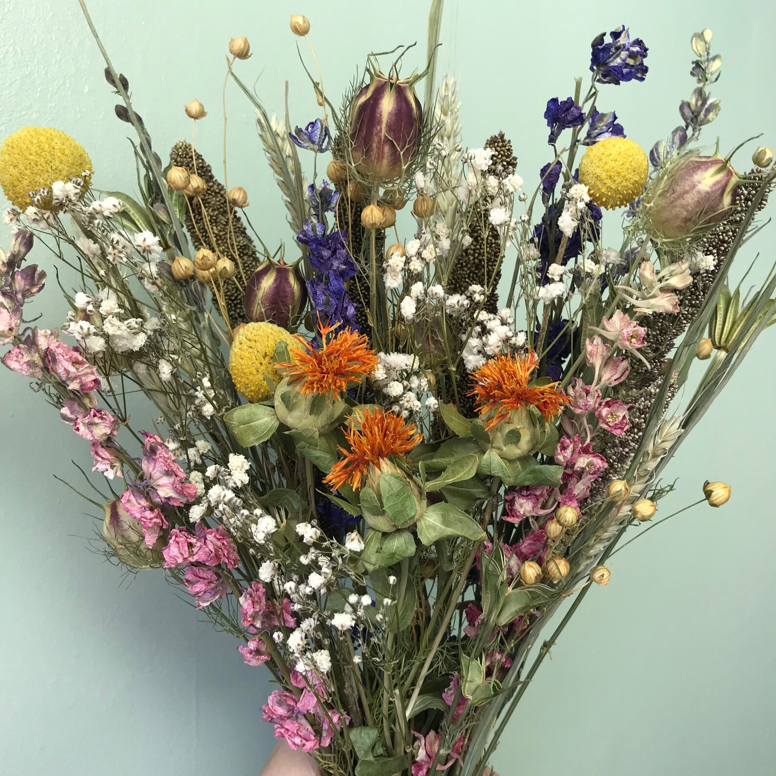 Rhona colourful dried flower arrangement//bouquet//gift. | Etsy