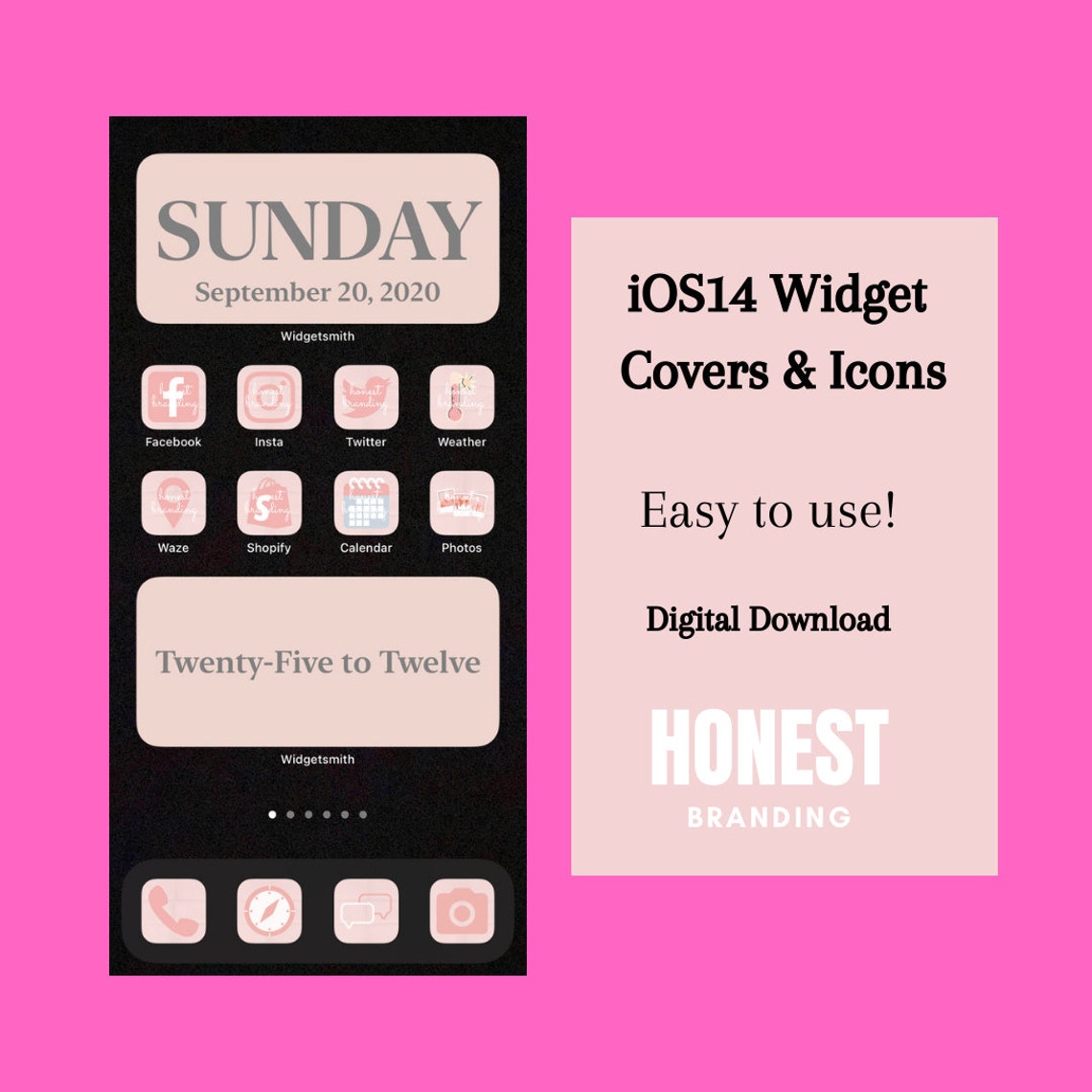 Hot Pink and White Aesthetic Ios 14 Widget Covers & App Icons / iPhone ...