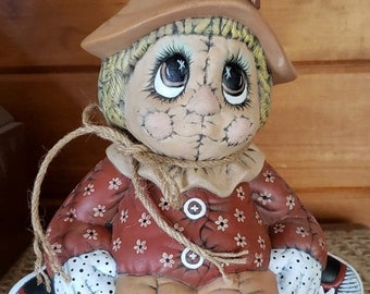 Ceramic Halloween Scarecrow Fall Autumn Decoration Quilted - Etsy
