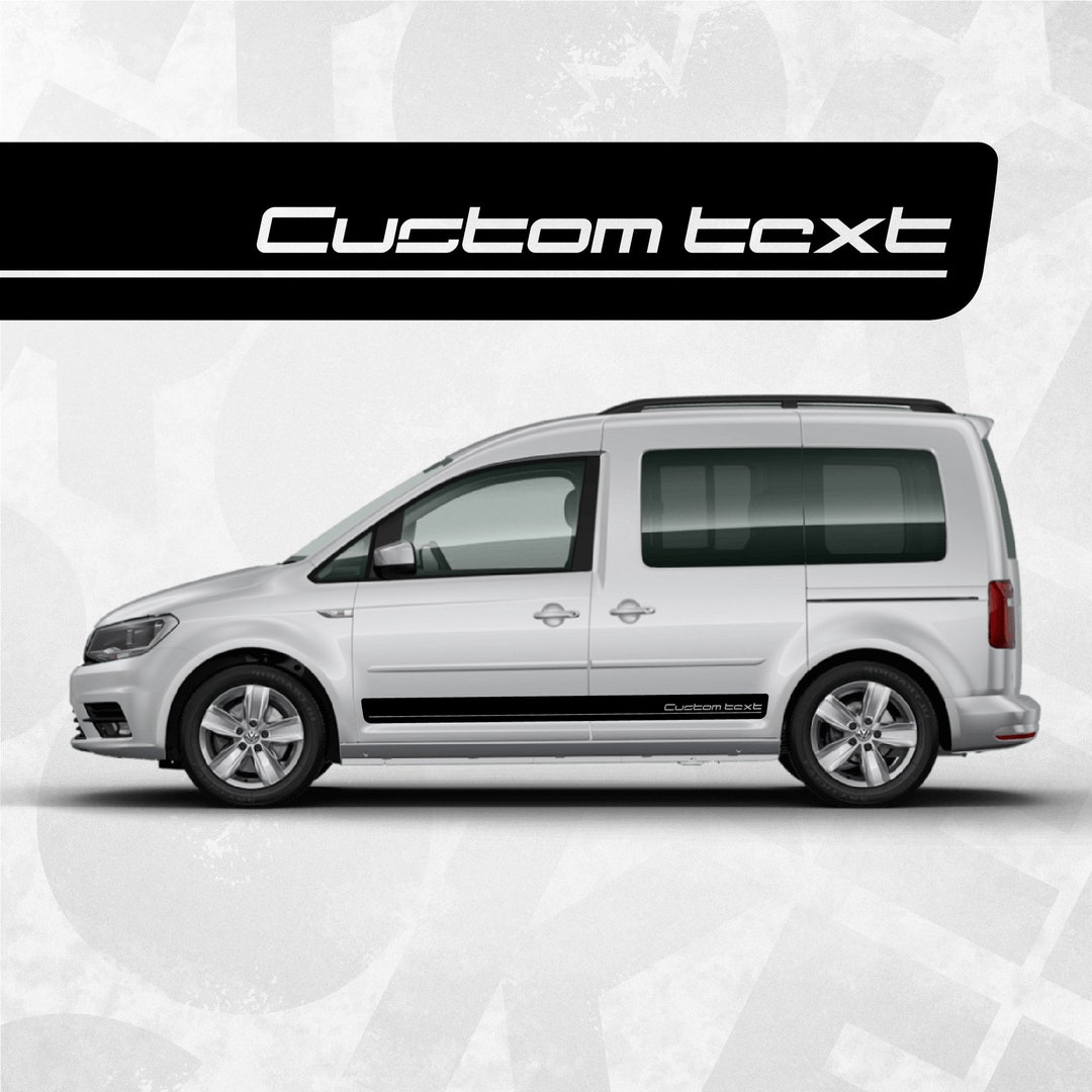 VW CADDY Custom Text Logo Decal - Side Stripe Graphics Sticker Kit With ...