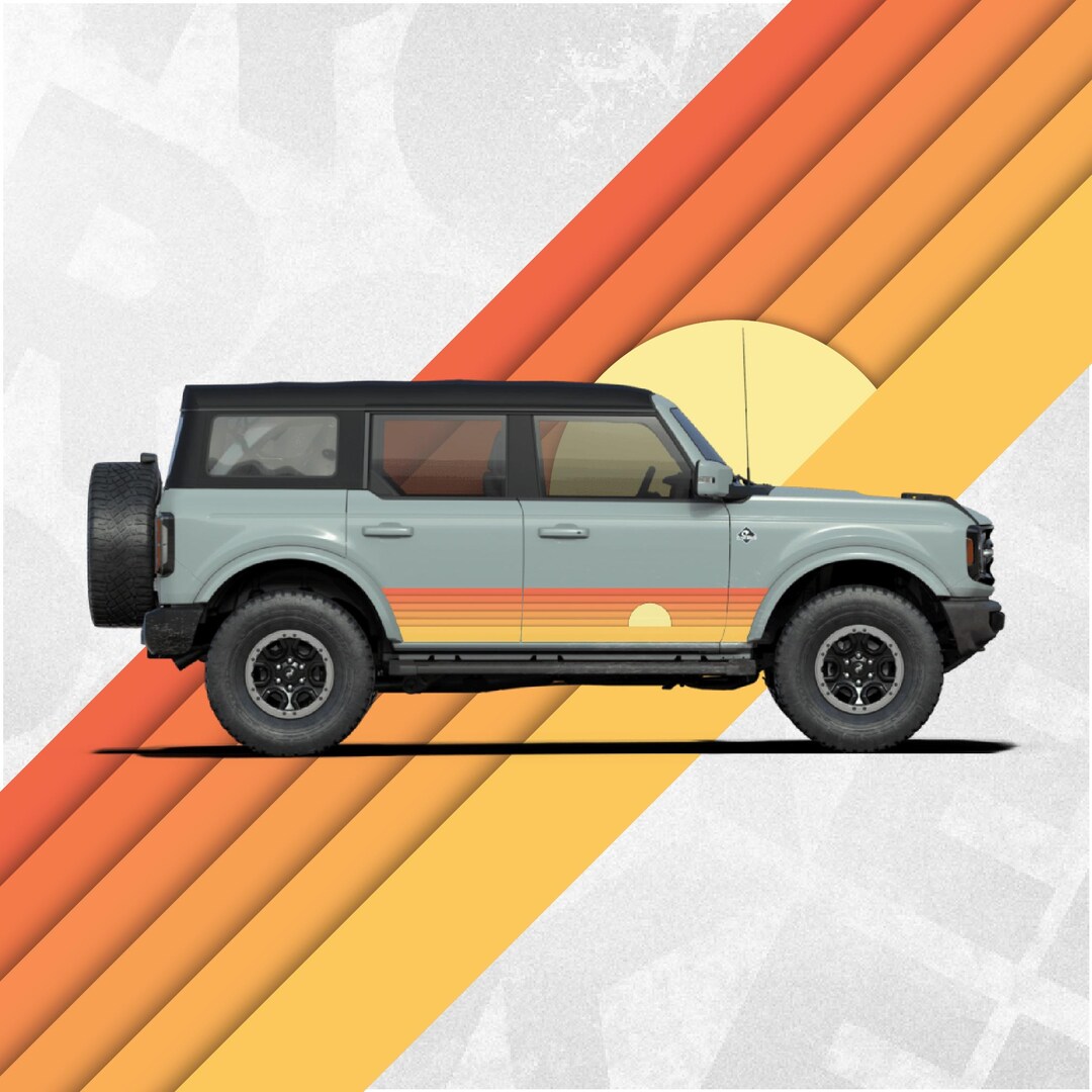 Ford Bronco Compatible Decal Sunset Side Stripes - Retro Vinyl Wrap ...