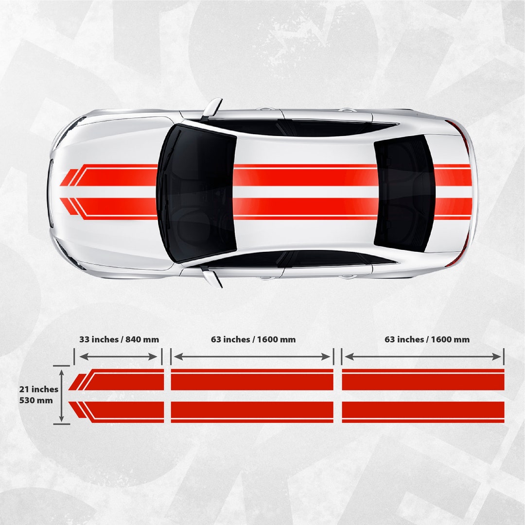 Racing Stripe Hood Full Body Decal Kit - Universal Fit - 21 Inches Wide ...