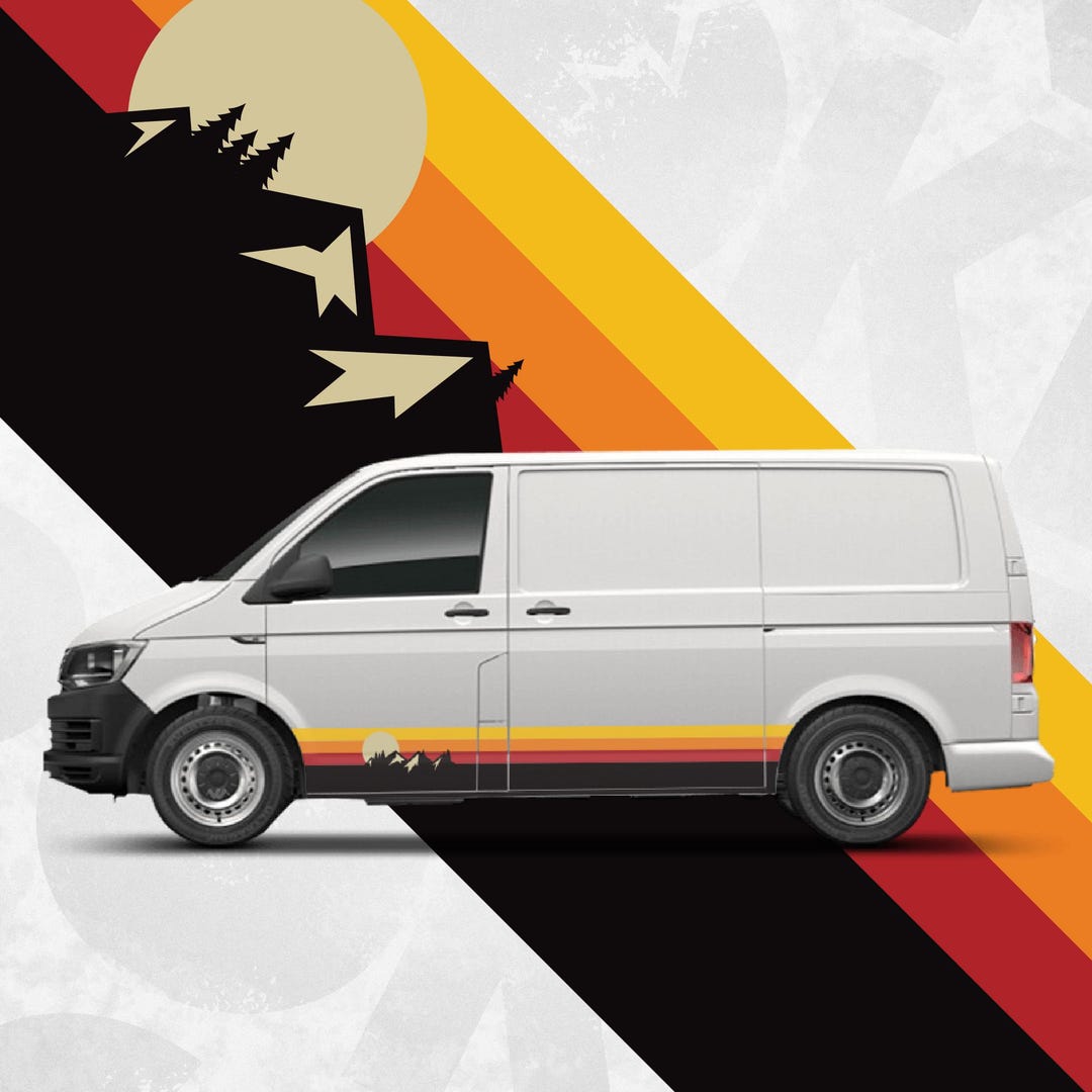 Mountain Sunset Side Stripe Decals for VW Transporter T4 T5 T6 – Triple ...