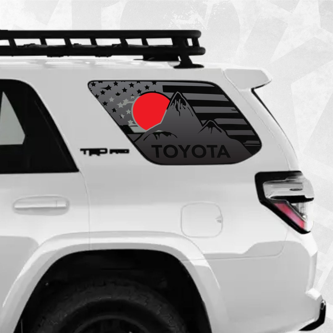 Toyota 4runner Window Decal - USA Flag Mountains With Sun Landscape ...