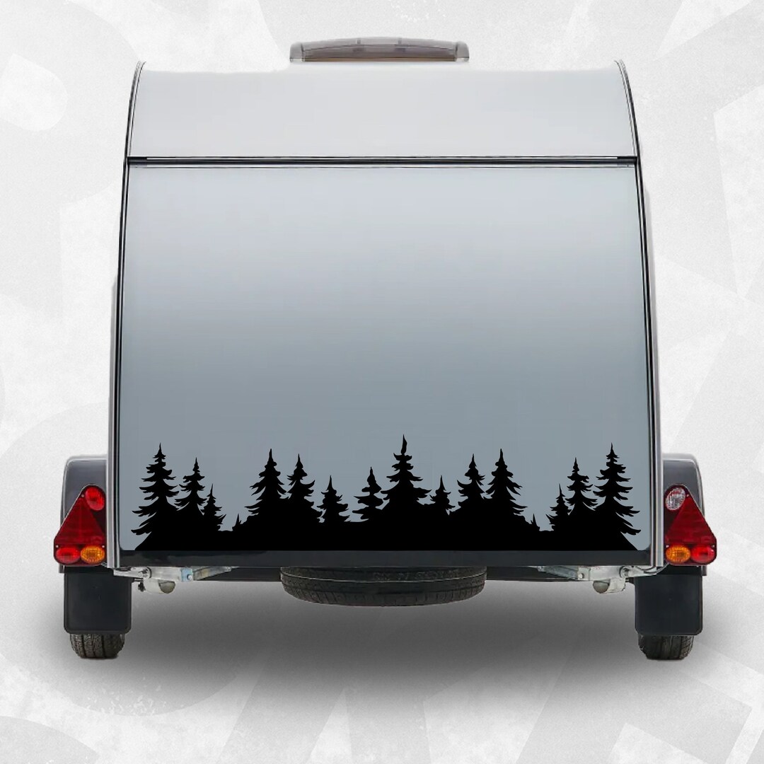 Forest Decal, Pine Tree Silhouette Monogram Graphicss - RV Trailer ...