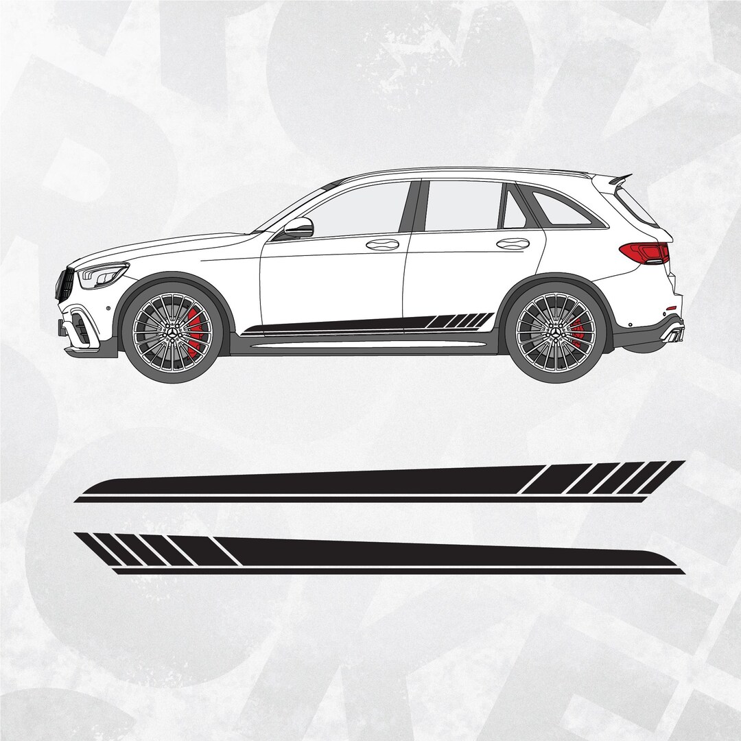 Mercedes Benz AMG Side Stripe Decals - Fits MB GLC63 AMG 2018 - Present ...