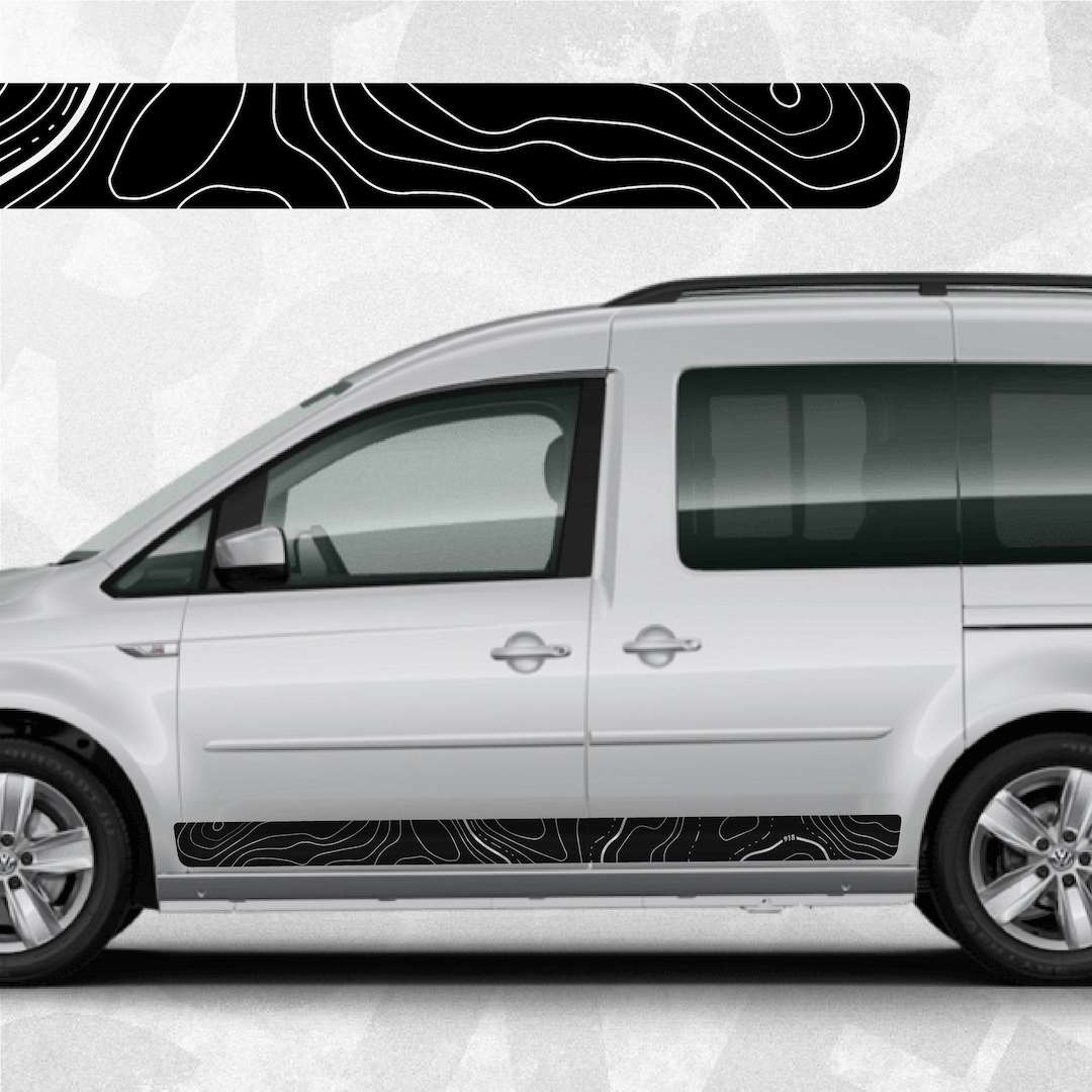 VW Caddy Topographic Map Side Stripe Decals Fits for Volkswagen Caddy ...