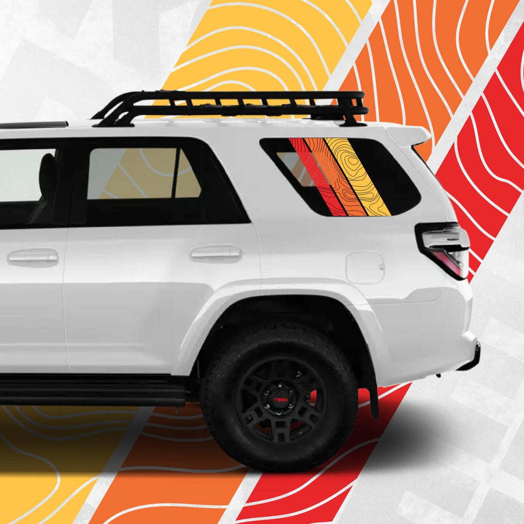 4runner Window Decal - Topographic Vintage Racing Stripes - Compatible ...