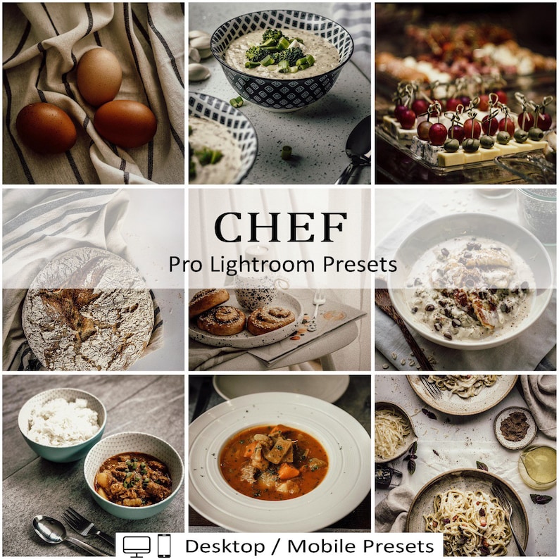 10 Chef Lightroom Presets Mobile Desktop Deep Dark Food Moody Cafe ...