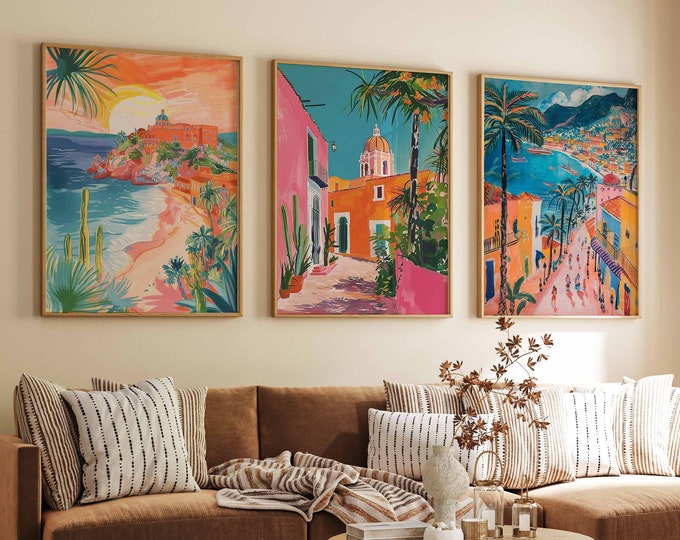 Mexican Poster Sets, Mexican Wall Art Decor, Floral Wall Print, Mexican ...