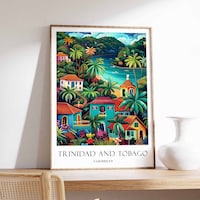Trinidad and Tobago Map Boho Wall Art Print Mid Century Travel Poster ...