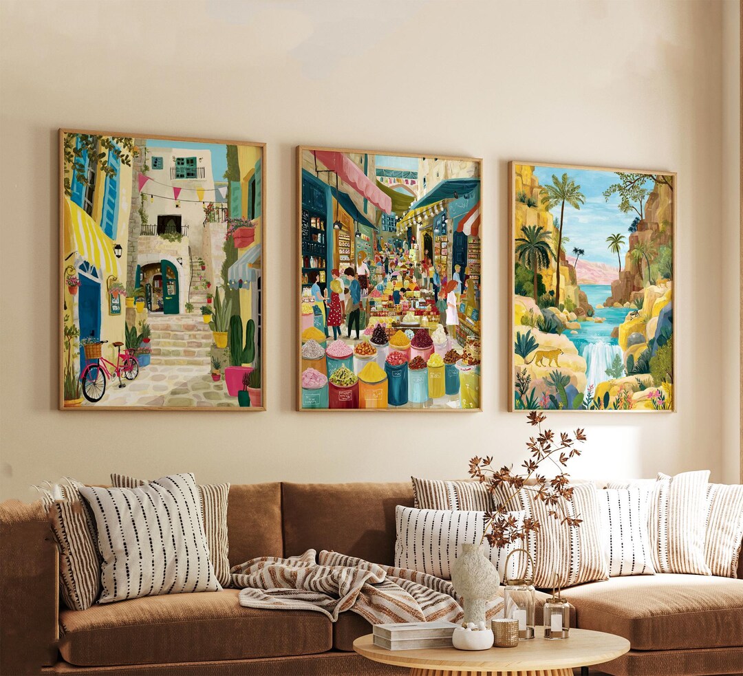 Set of 3 Israel Posters, Middle East Travel Wall Art, Landscape Print ...